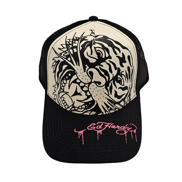 Ed Hardy | Accessories | Ed Hardy Tiger Outline Hat Ivoryblack Ehh0010 ...